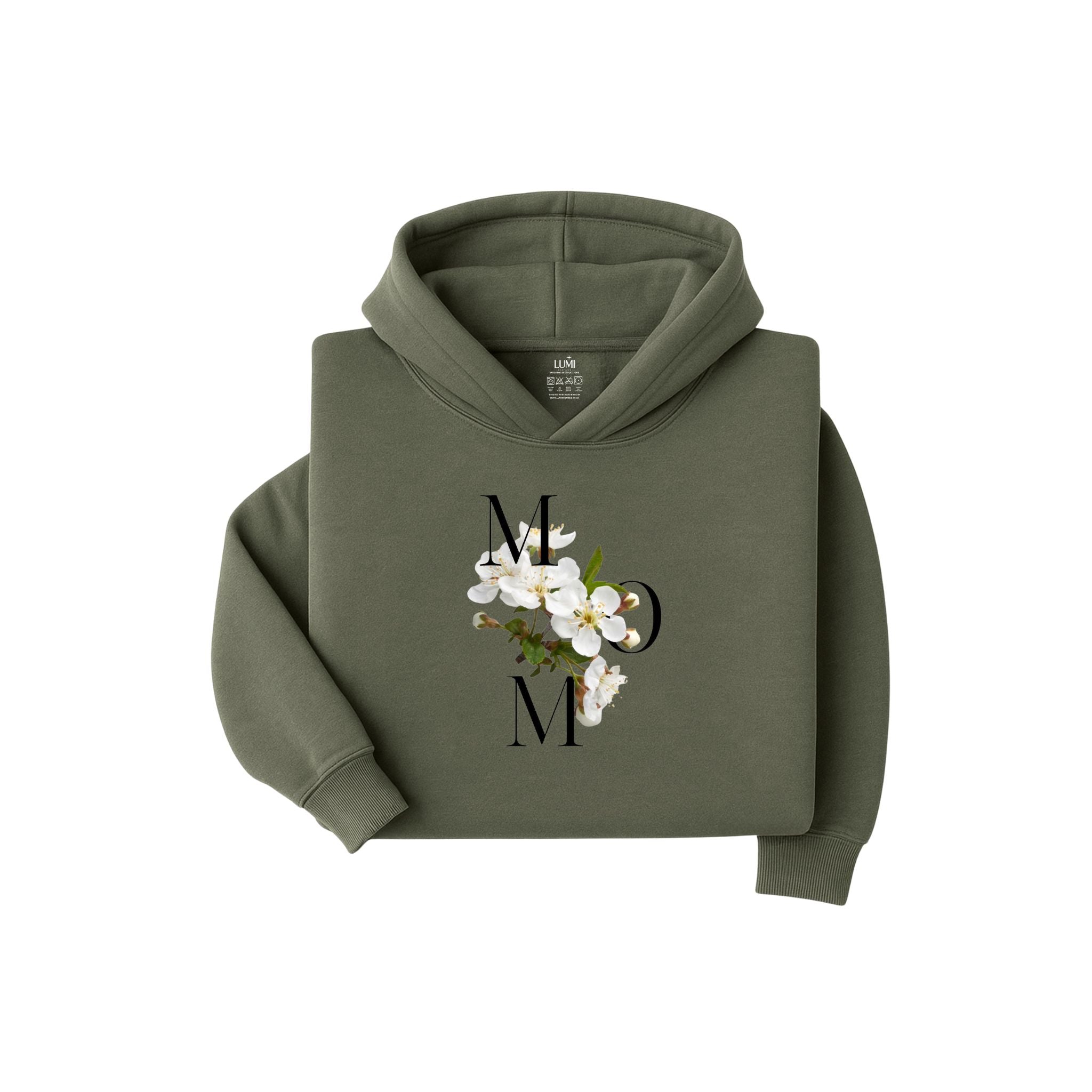 Floral Initial M – Minimal Hoodie – Lumi Boutique